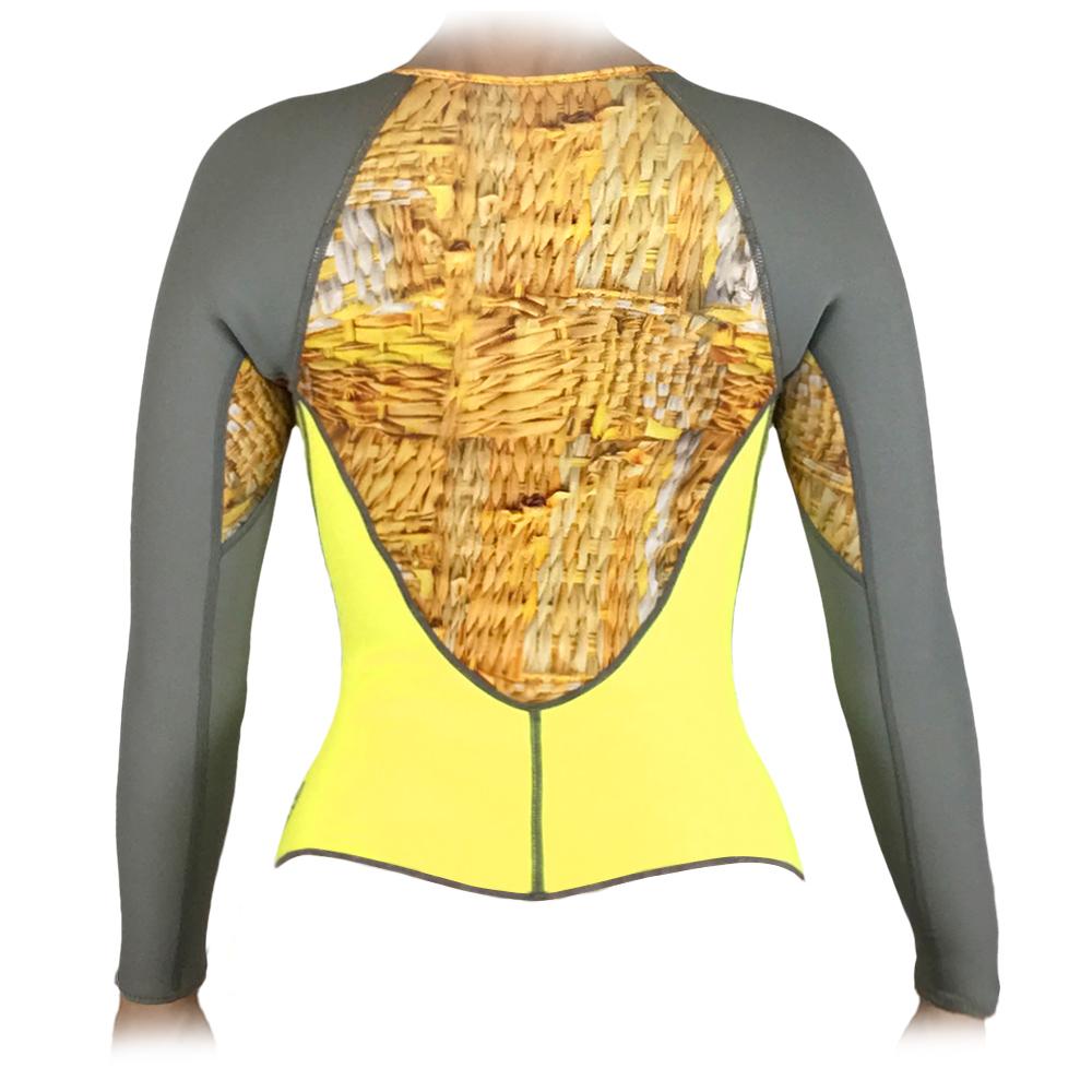 Sirensong Wetsuits 2.5mm Longsleeve Jacket | Saffra yellow textile print